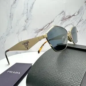 Prada | Accessories | New Prada Sunglasses Gold Metal 3d Logo Aviator ...